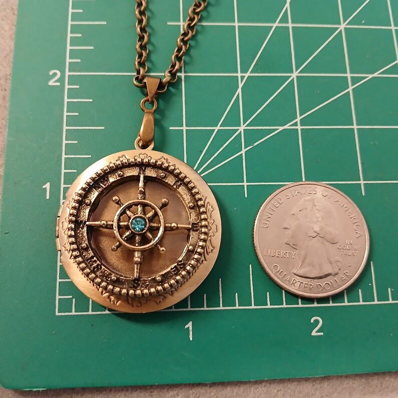 Antique Bronze Nautical Compass Locket Necklace - Etsy
