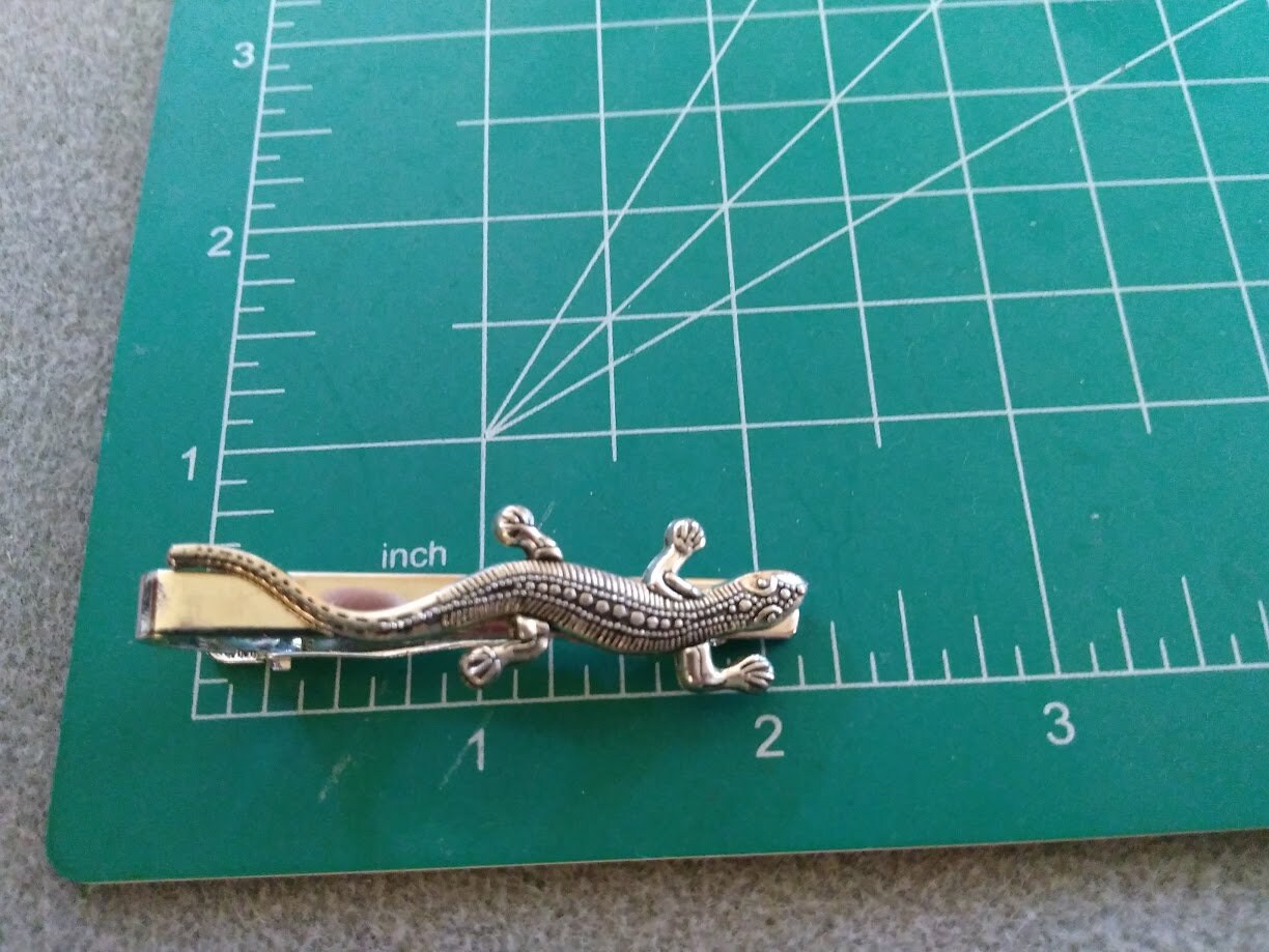 Lizard Tie Bar: Bronze Silver Steampunk Reptile Clip - Etsy