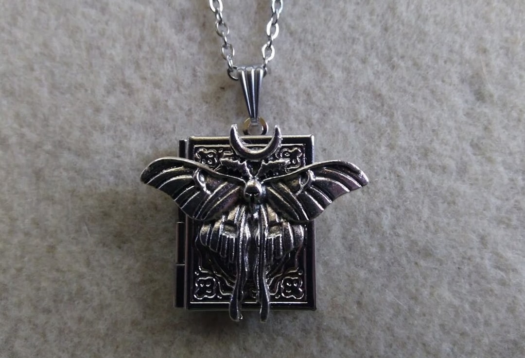Dainty Luna Moth Book Locket Necklace Great Gift Birthday Christmas ...