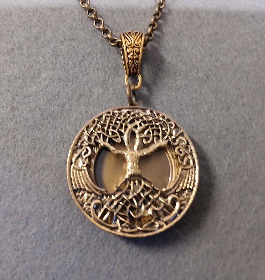 Antique Gold Celtic Tree of Life Locket Necklace - Etsy