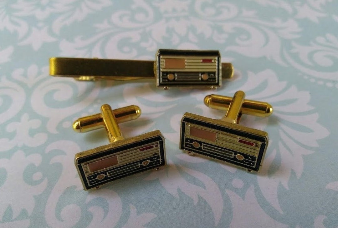 Retro Radio Tie Clip Cufflink Set - Vintage Style - Etsy