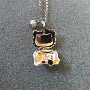 Cute Kitty Cat Locket Necklace With Cultured Fresh Water Pearl Great ...