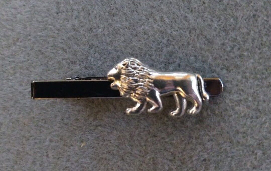 Lion Tie Clip Clasp Bar Great Gift for Him Nature Inspired Animal ...