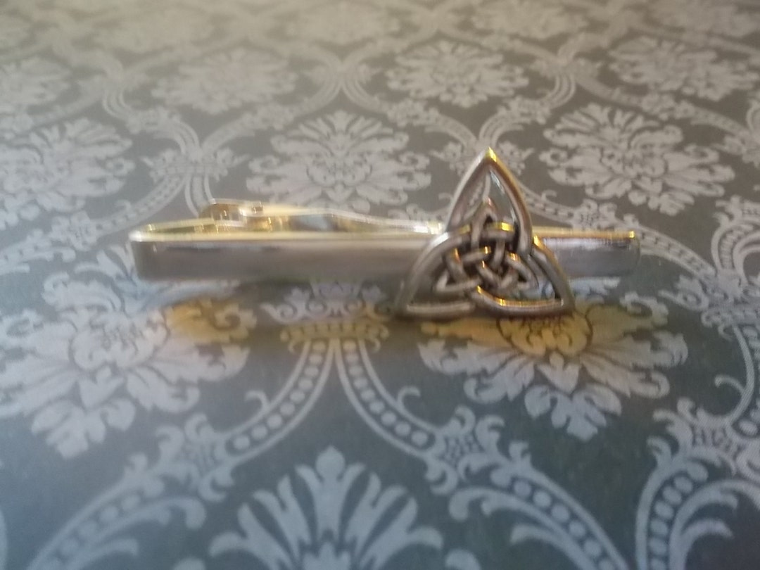 Antique Silver Celtic Trinity Knot Tie Clip Bar Pin Great Gift for ...