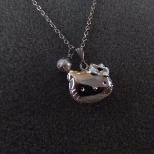 Cute Kitty Cat Locket Necklace With Cultured Fresh Water Pearl Great ...