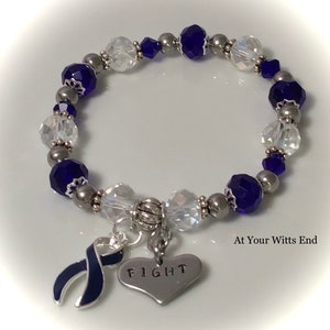 Colon Cancer Bracelet, Awareness Gifts, Cancer, Dark Blue Jewelry ...