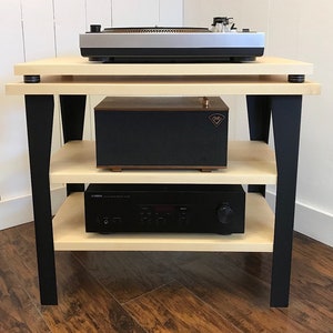 Cherry Stereo and Turntable Console With Vinyl Storage. Contemporary ...