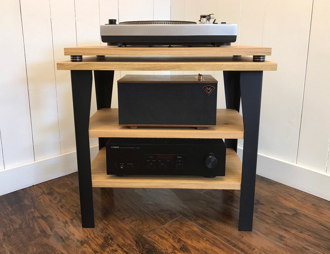 White Oak Stereo and Turntable Console With Optional Vinyl Storage ...
