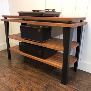 Mahogany Stereo and Turntable Console With Optional Vinyl Storage ...