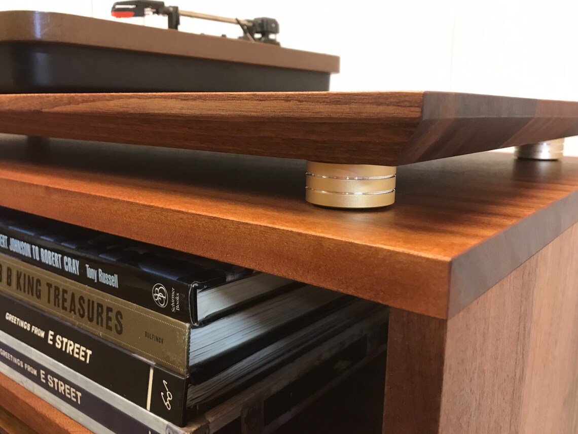 Solid mahogany turntable and album storage cabinet. Mid | Etsy