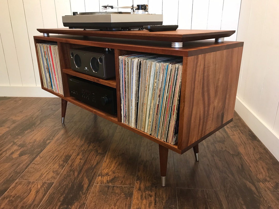 Solid Mahogany Turntable Cabinet: Mid Century Modern Vinyl Record ...