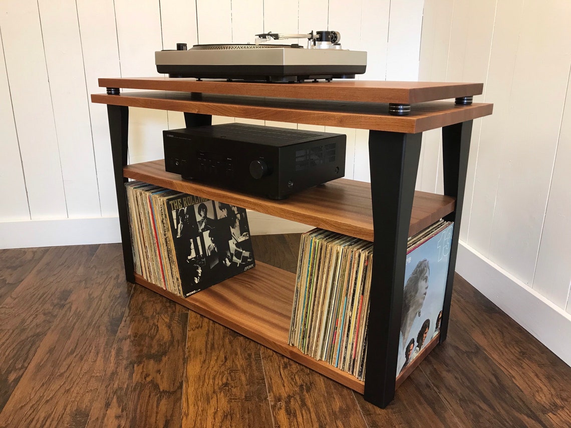 Mahogany Stereo and Turntable Console With Vinyl Storage. | Etsy