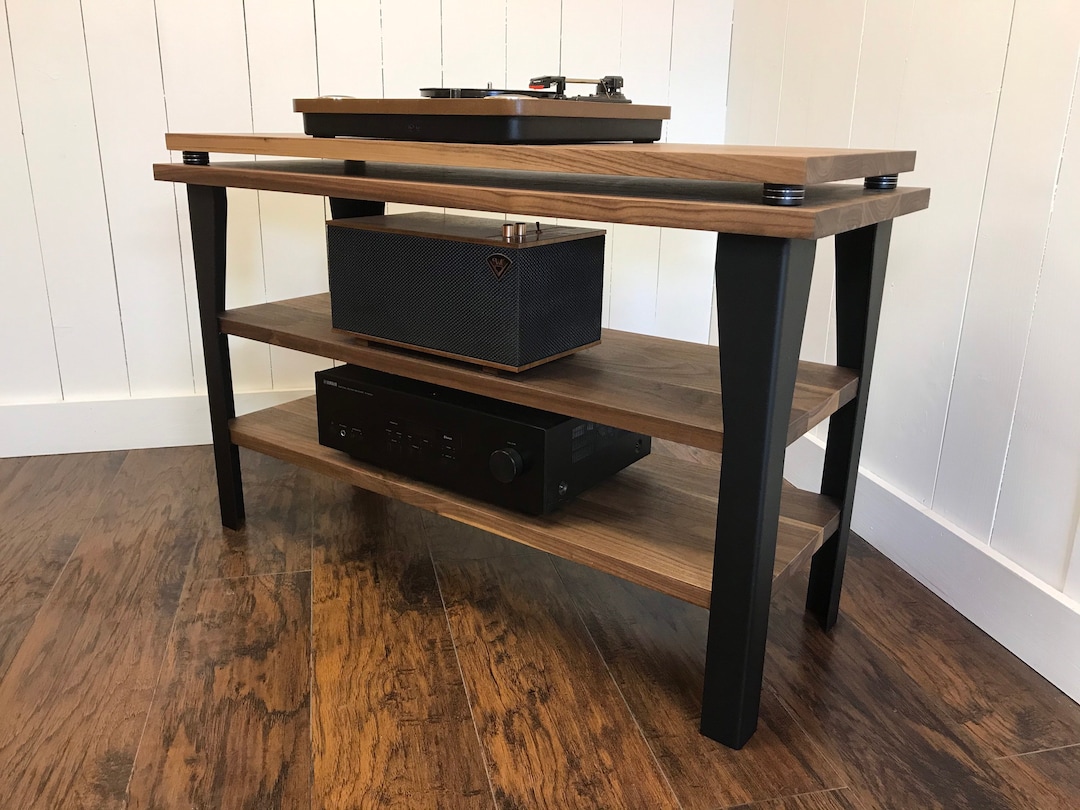 Walnut Stereo and Turntable Console With Optional Vinyl Storage ...