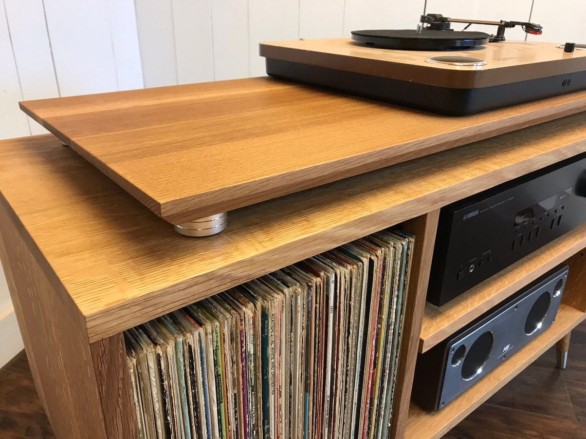 White Oak Turntable and Stereo Cabinet With Album Storage. Mid - Etsy