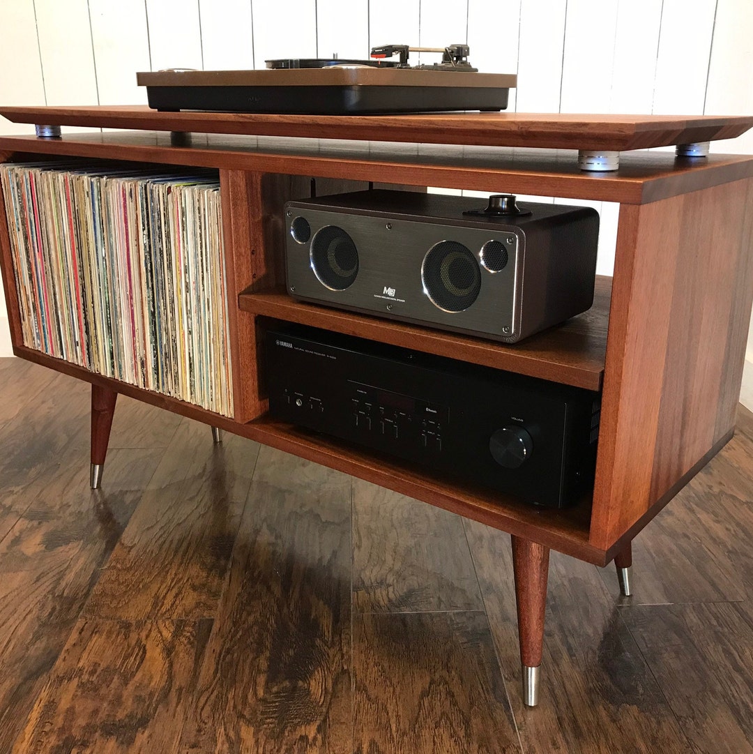 Solid Mahogany Turntable and Album Storage Cabinet. Mid Century Stereo ...