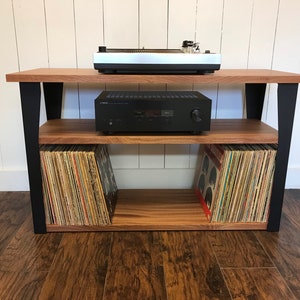 Mahogany Stereo and Turntable Stand With Vinyl Storage. Modern Record ...