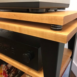 Cherry Stereo and Turntable Console With Vinyl Storage. Contemporary ...