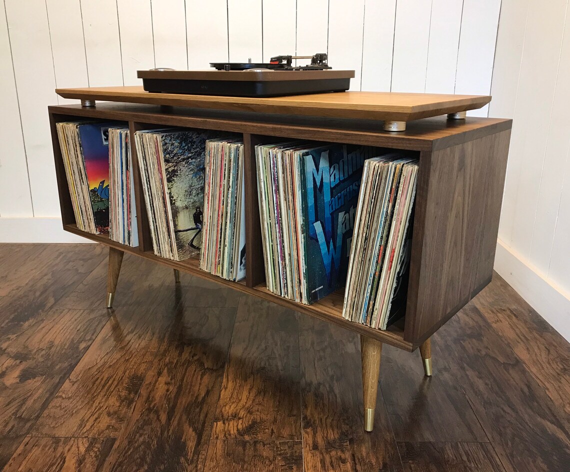 Solid Walnut Album Storage Cabinet With White Oak Accents. Mid - Etsy