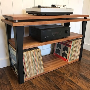 Mahogany Stereo and Turntable Console With Optional Vinyl Storage ...