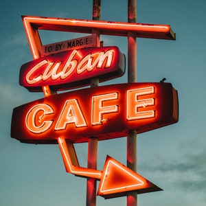 Vintage Cuban Cafe Neon Sign at Dusk Sunset in Cuba New Mexico - Etsy