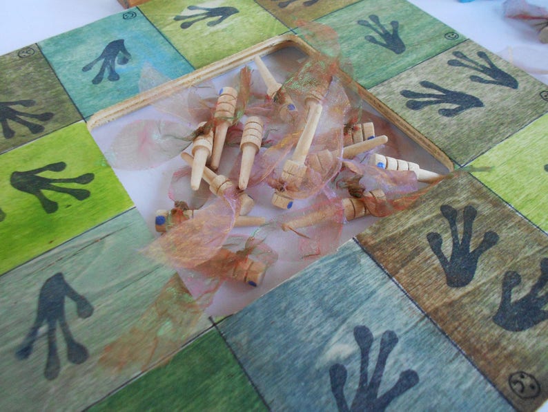 Handmade board game for kids frog pond game dragonflies unique | Etsy