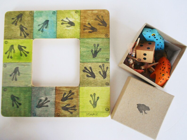 Handmade board game for kids frog pond game dragonflies unique | Etsy