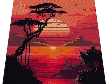 JAPANESE CHERRY TREE Graph for C2c Crochet Blanket - Etsy