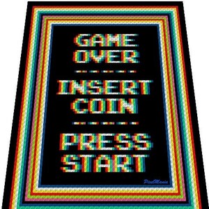 GAME OVER 2 - Graph for Crochet C2c Gamer Blanket, Written & Color ...