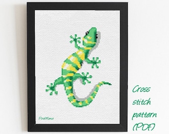 Cross Stitch Lizard | Etsy