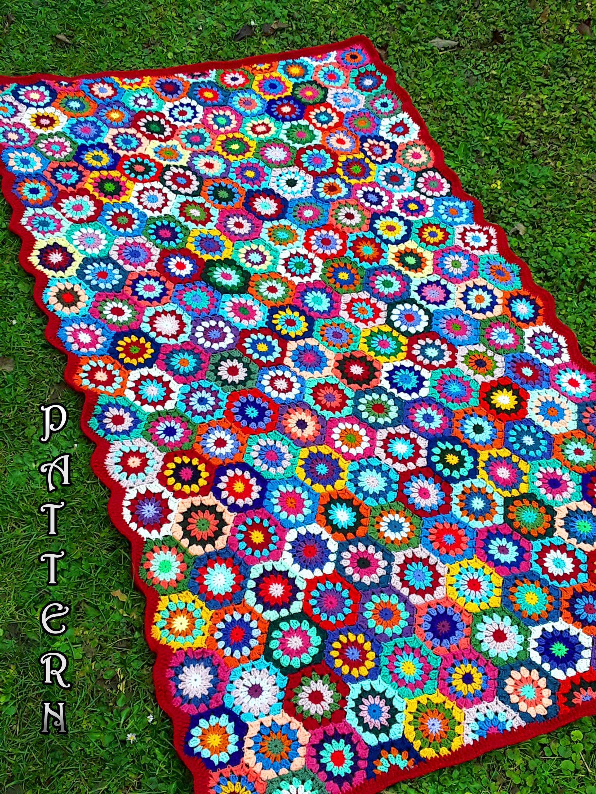E-book *afghan UPCYCLED RETRO Hexagon* Crochet Pattern in Us-english ...