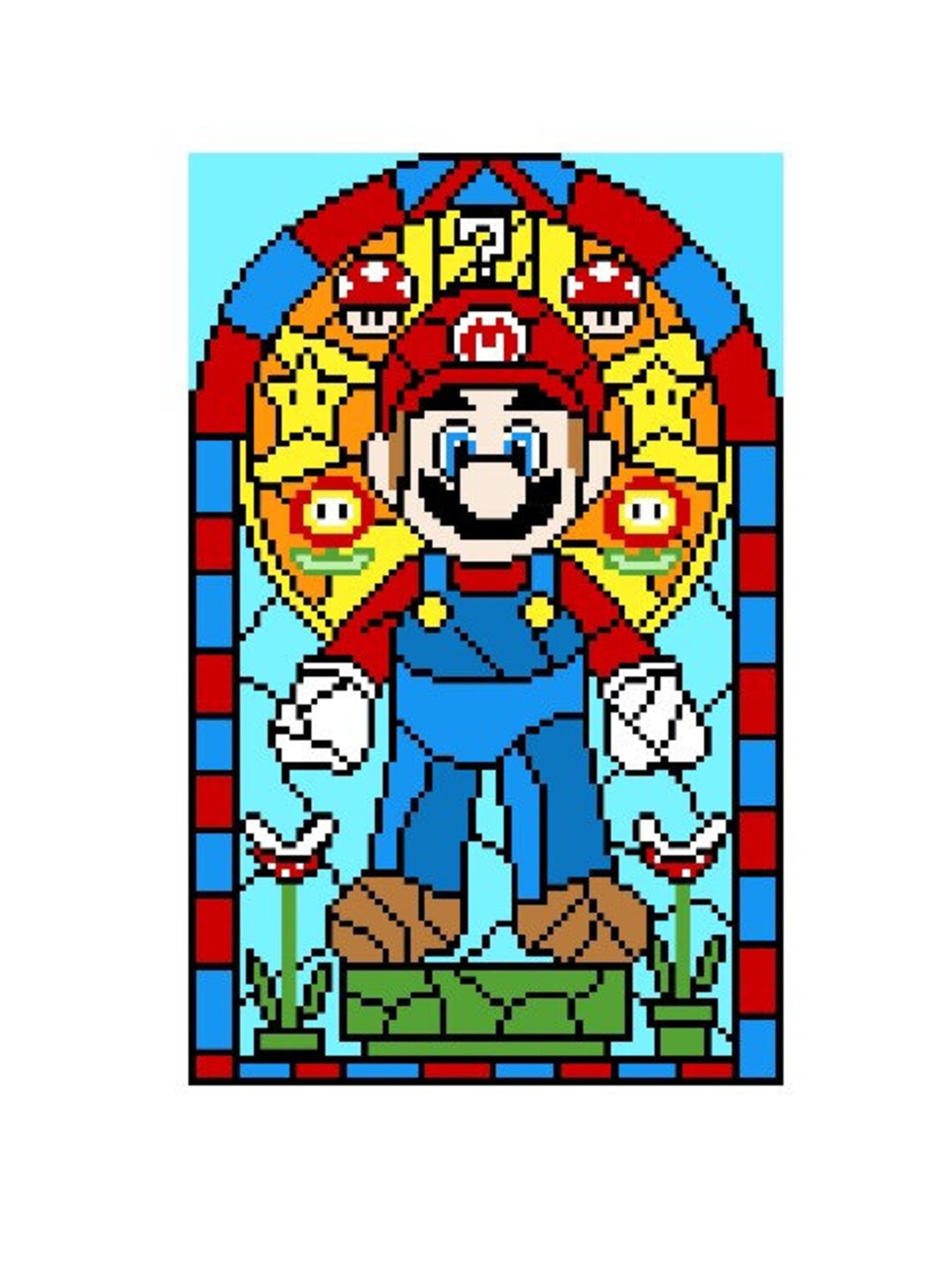 SUPER MARIO Stainted Glass - C2c Graph - Etsy UK