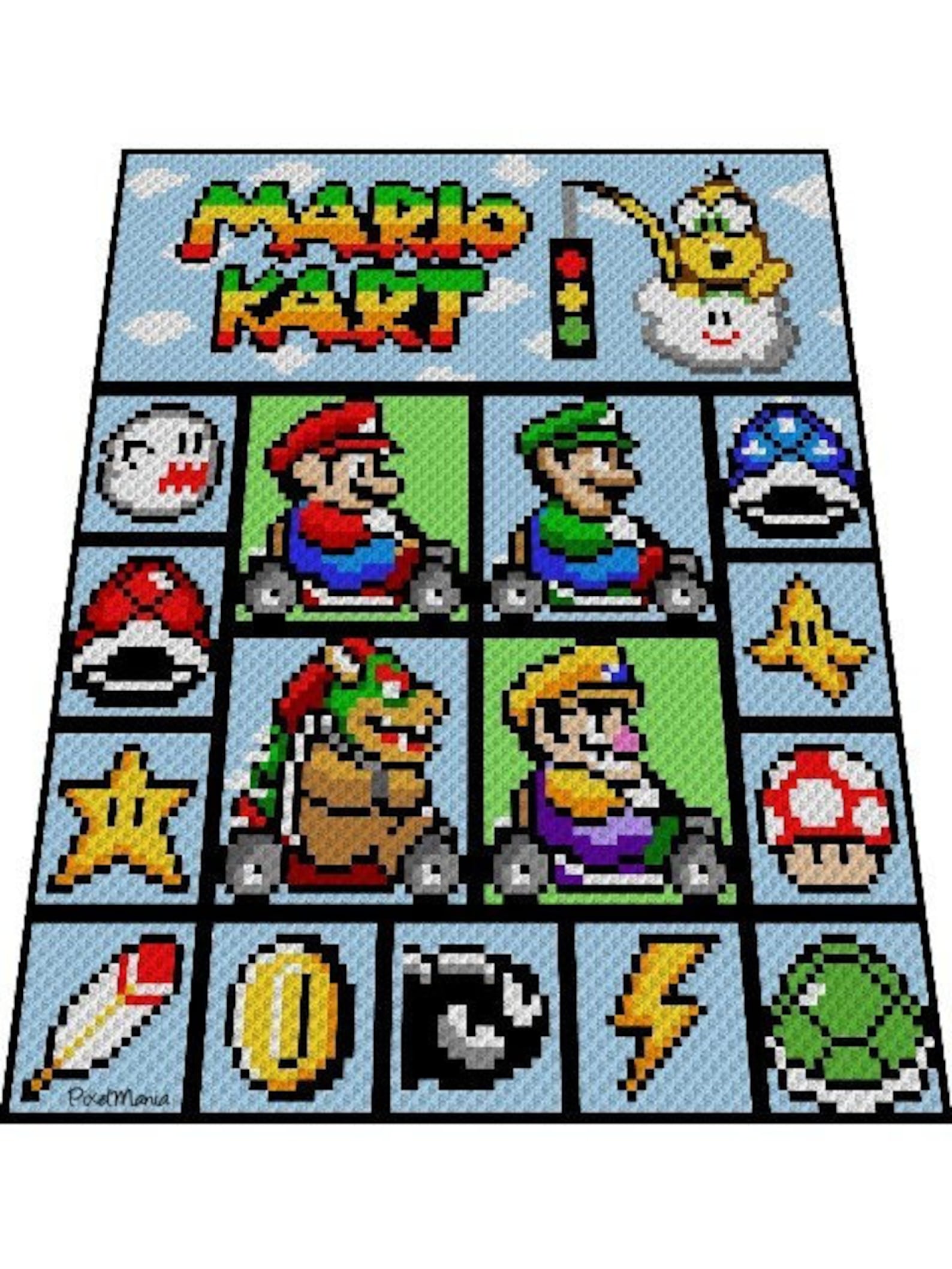 MARIO KART Super Mario Inspired Graph for Blanket C2C - Etsy
