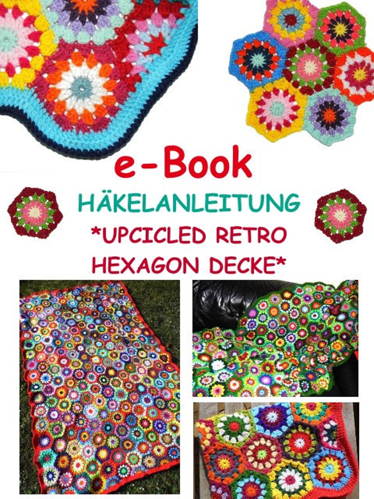 E-book *afghan UPCYCLED RETRO Hexagon* Crochet Pattern in Us-english ...