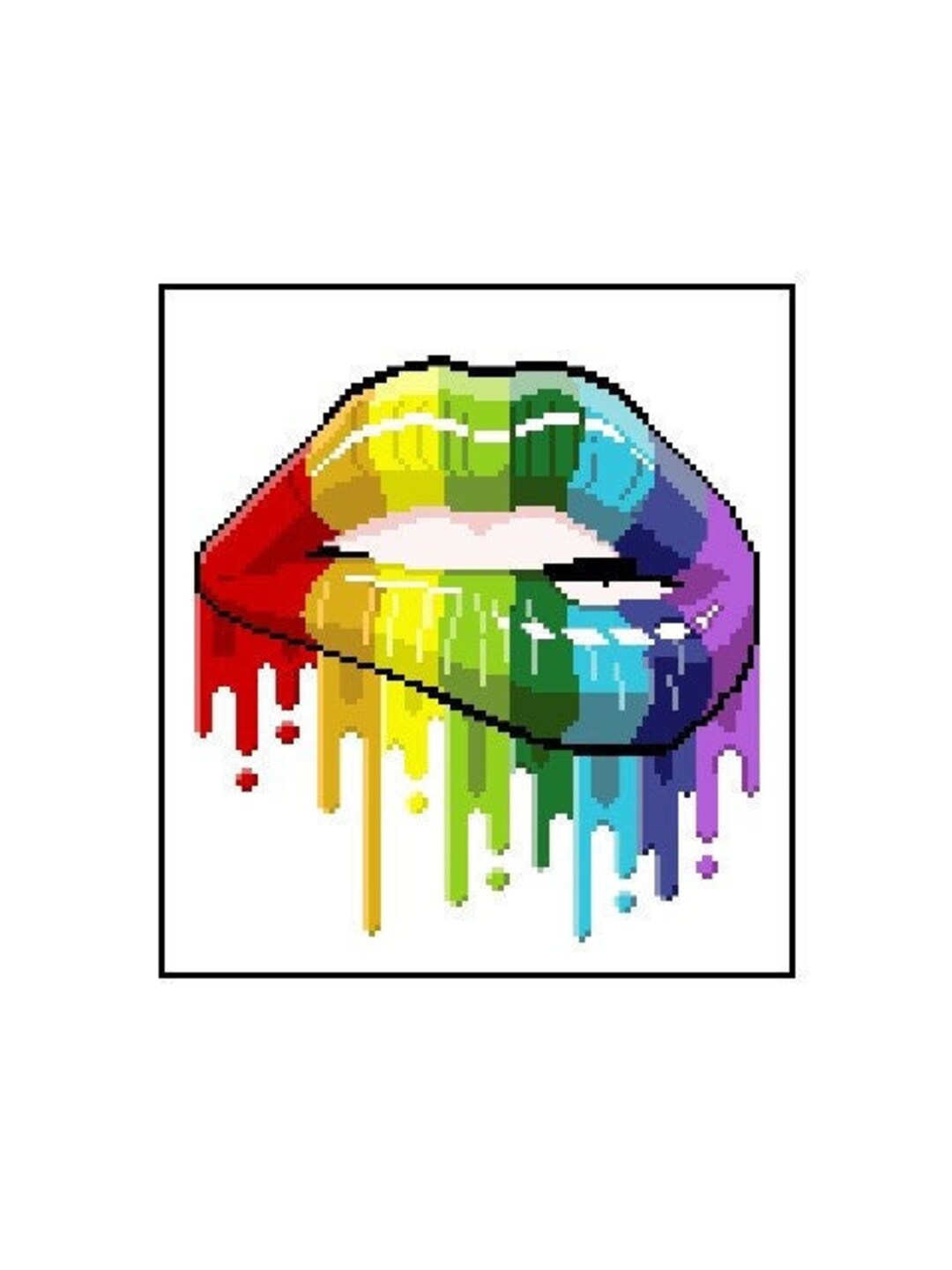 RAINBOW LIPS Graph for Crochet Sc Blanket, Dc, Hdc, Written & Color ...