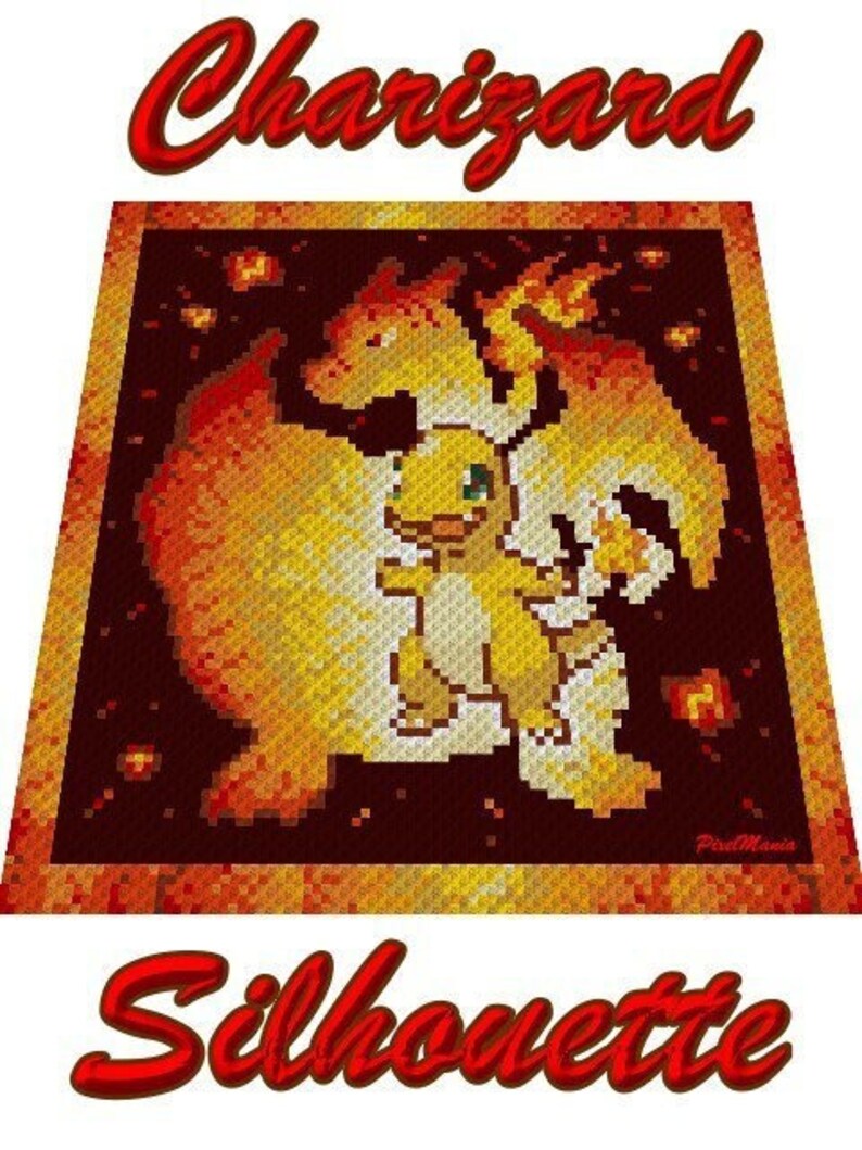 CHARMANDER in CHARIZARD SILHOUETTE Pokémon Inspired Graph - Etsy