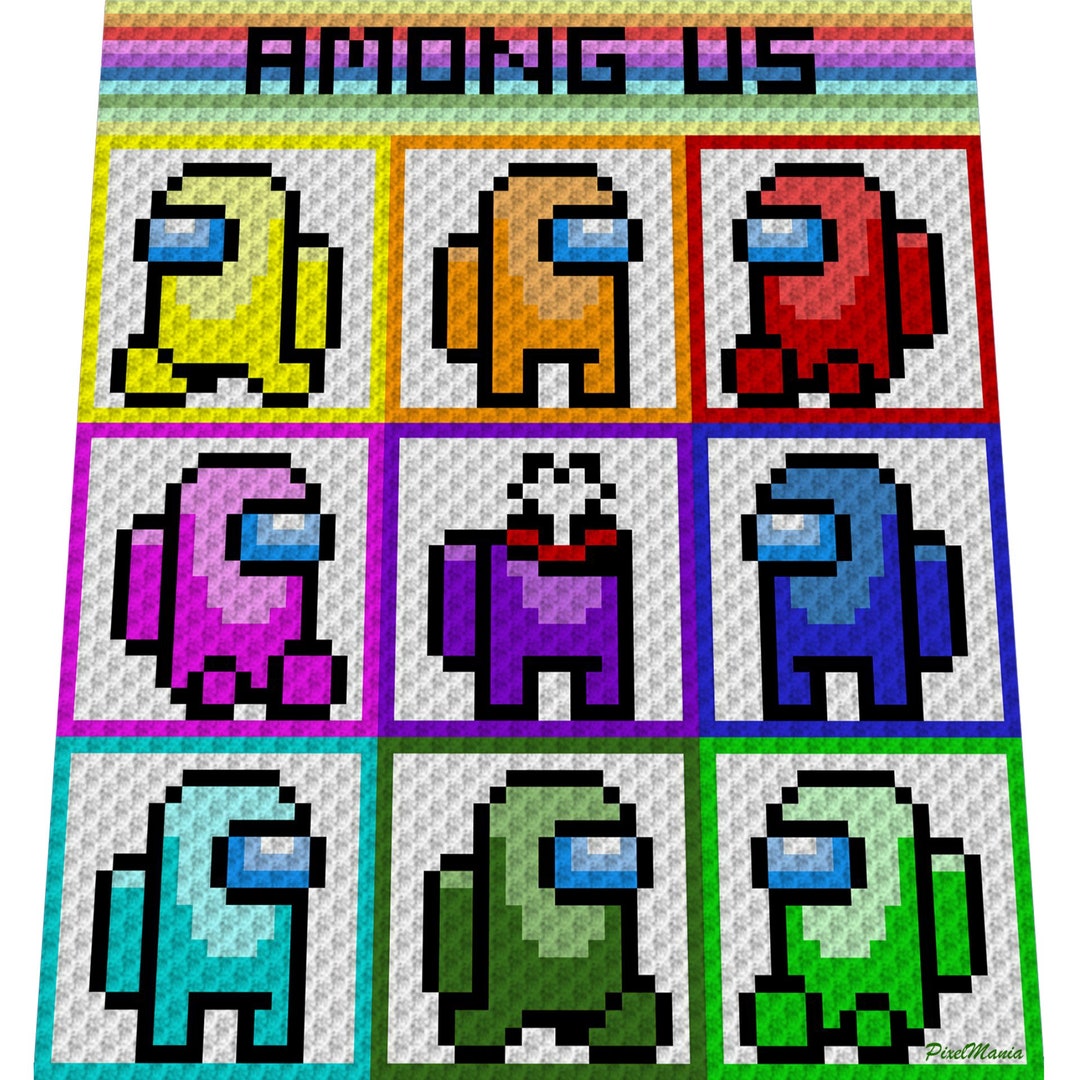 AMONG US Inspired Crochet Graph for Blanket, C2C, Written Instructions ...