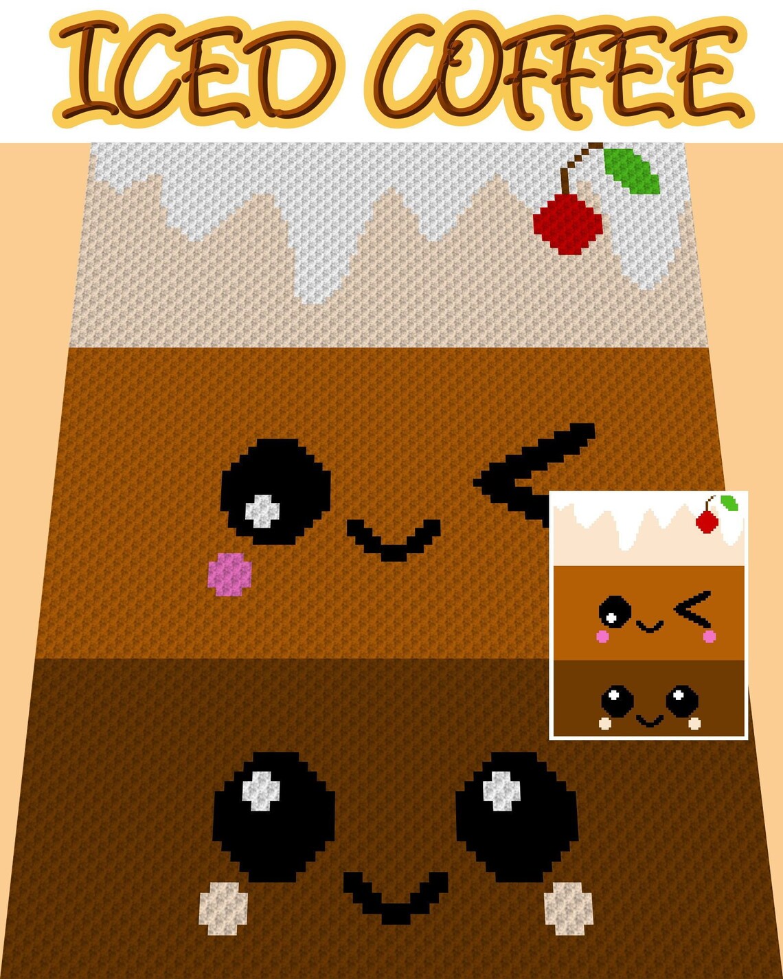 Iced Coffee Crochet Graph Pattern for Blanket, C2C, Written & Color ...