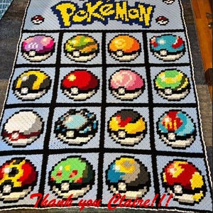 POKEBALLS - Pokémon - Inspired Graph for C2c Crochet Blanket or Pillows ...