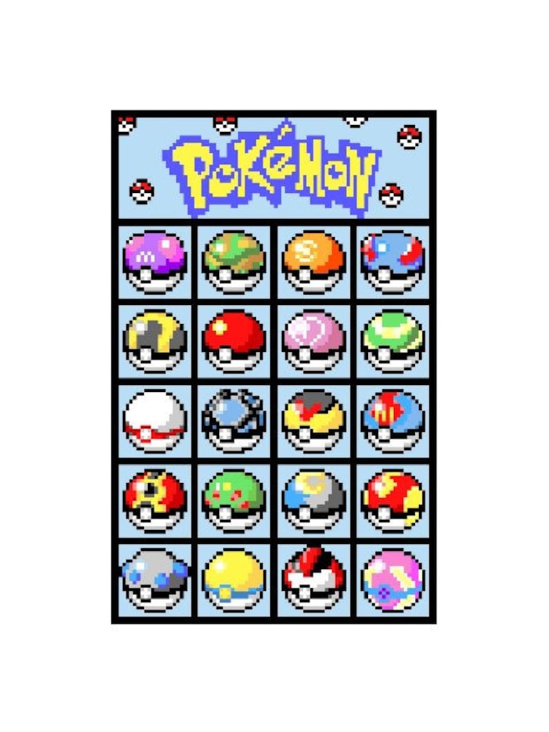 POKEBALLS - Pokémon - Inspired Graph for C2c Crochet Blanket or Pillows ...