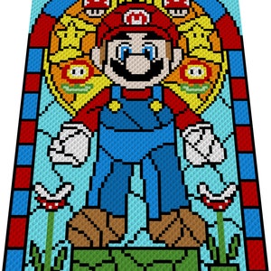 SUPER MARIO Stainted Glass - C2c Graph - Etsy