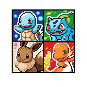 POKÉMON - 1. GENERATION 4in1 - Inspired Graph for C2c Crochet Blanket ...