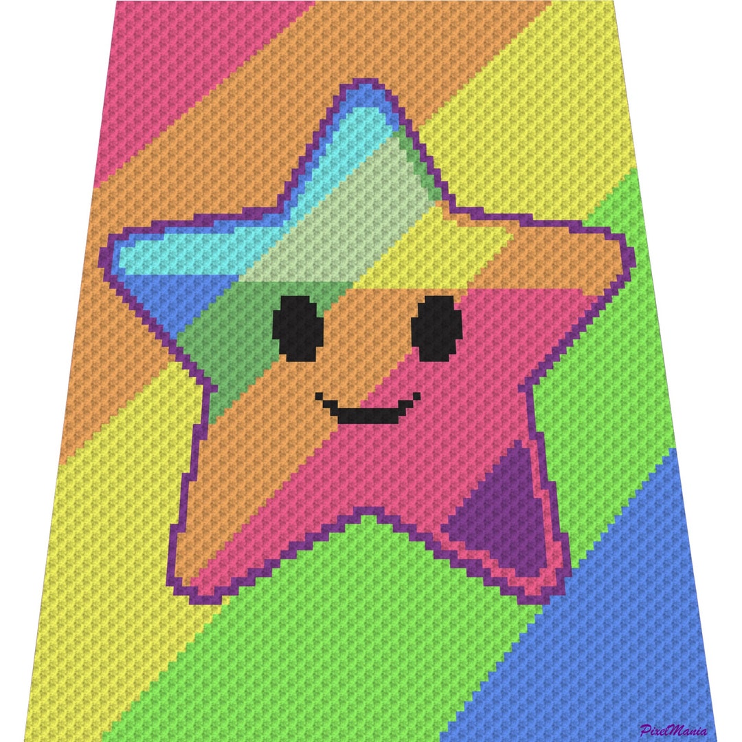 Rainbow STAR Crochet Graph for Blanket, C2C, Written & Color Blocked ...