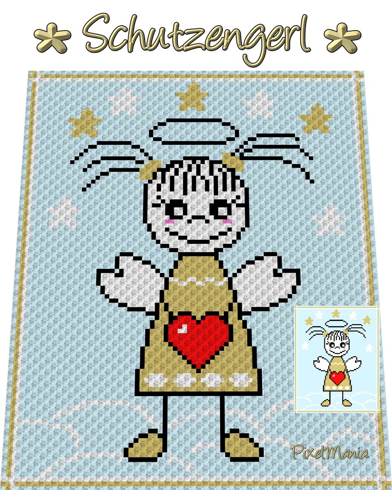 GUARDIAN ANGEL Crochet Graph for Blanket, C2C, Written & Color Blocked ...