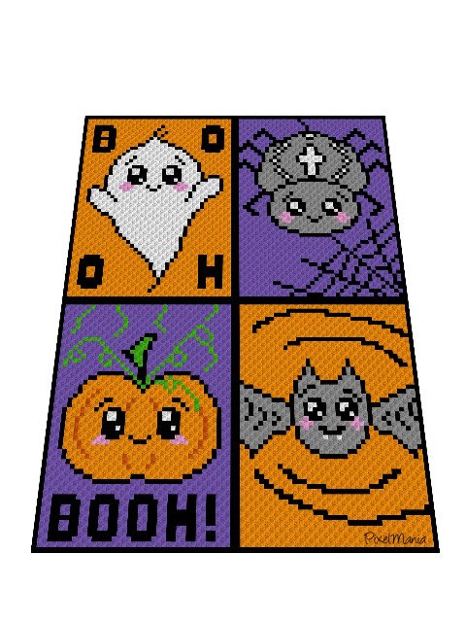 HAPPY HALLOWEEN Graph for Blanket, C2C, Written Instructions for Corner ...
