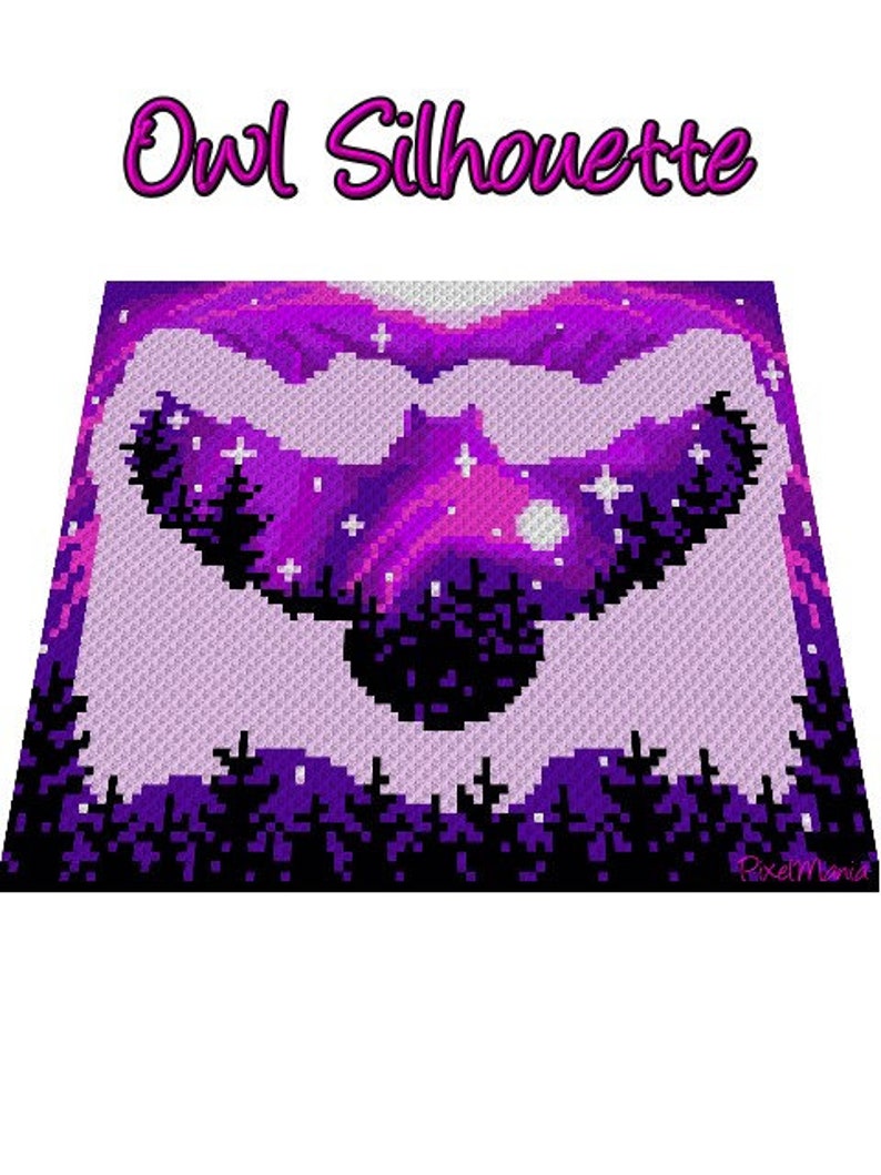 OWL SILHOUETTE Pink Graph for Crochet C2c Blanket C2C | Etsy