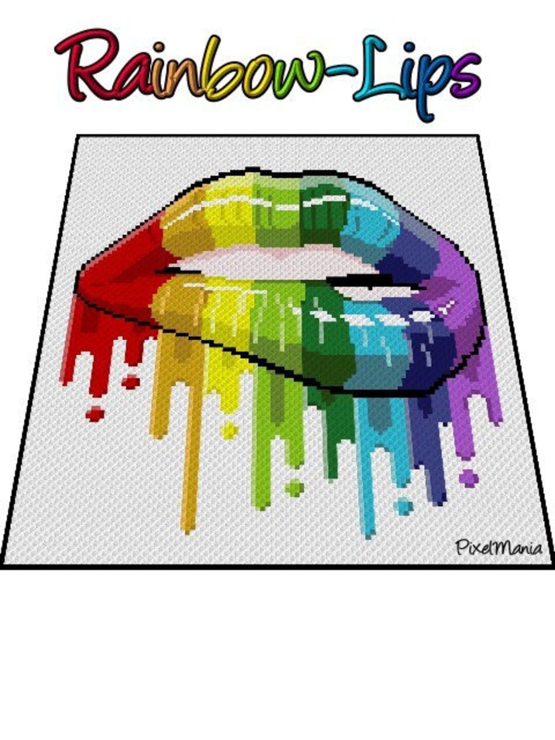 RAINBOW LIPS Graph for Crochet C2c Blanket, Dc, Hdc, Written & Color ...