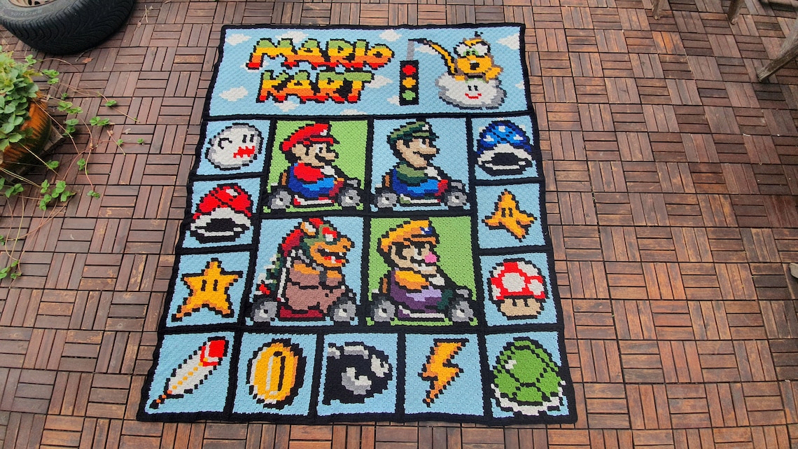 MARIO KART Super Mario Inspired Graph for Blanket C2C - Etsy