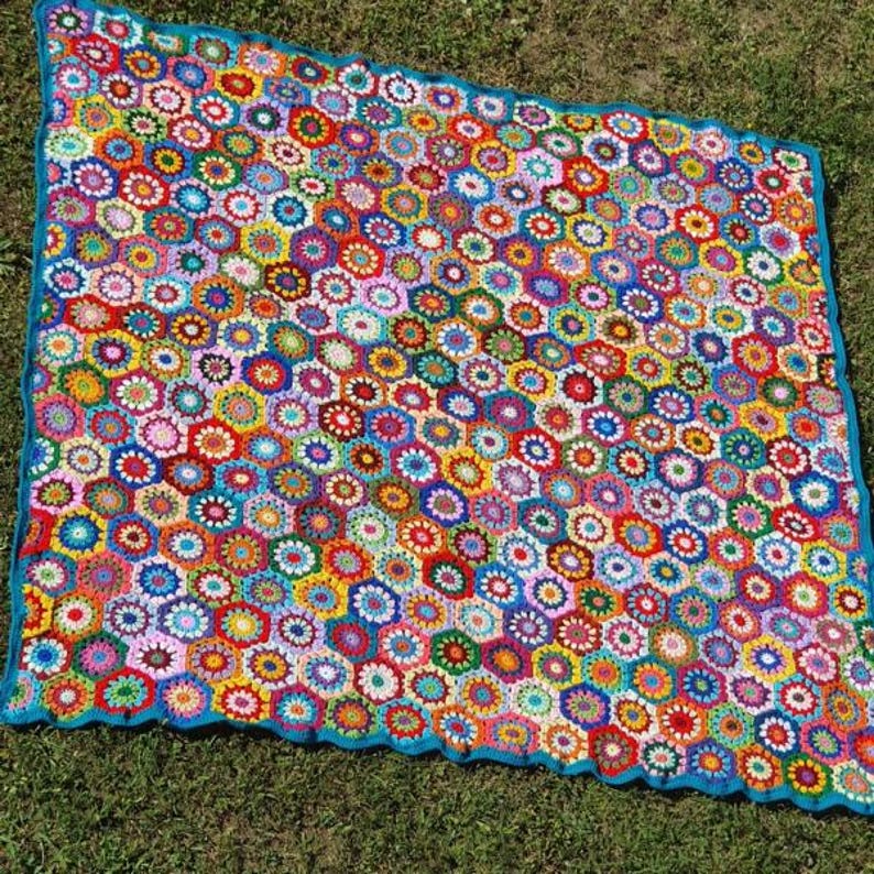 E-book *afghan UPCYCLED RETRO Hexagon* Crochet Pattern in Us-english ...