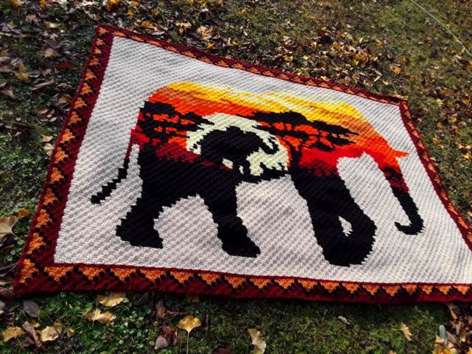 AFRICAN ELEPHANT - Graph for Crochet C2c Blanket, C2C, Written & Color ...