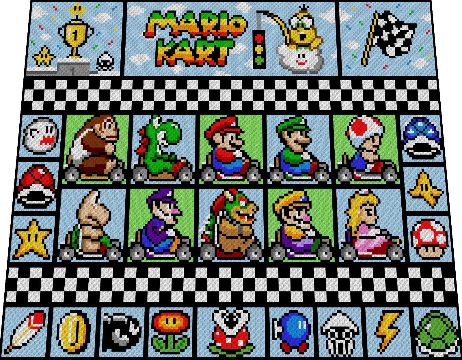 BUNDLE - Mario KART XXL Blanket - Super Mario Inspired Graph for Throw ...